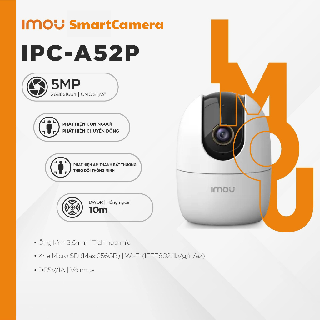 Camera WIFI IMOU A52 5MP - A32 3MP XOAY 360 Ranger 2 Trong Nhà, Đàm Thoại 2 Chiều, Bảo Hành 2 ...
