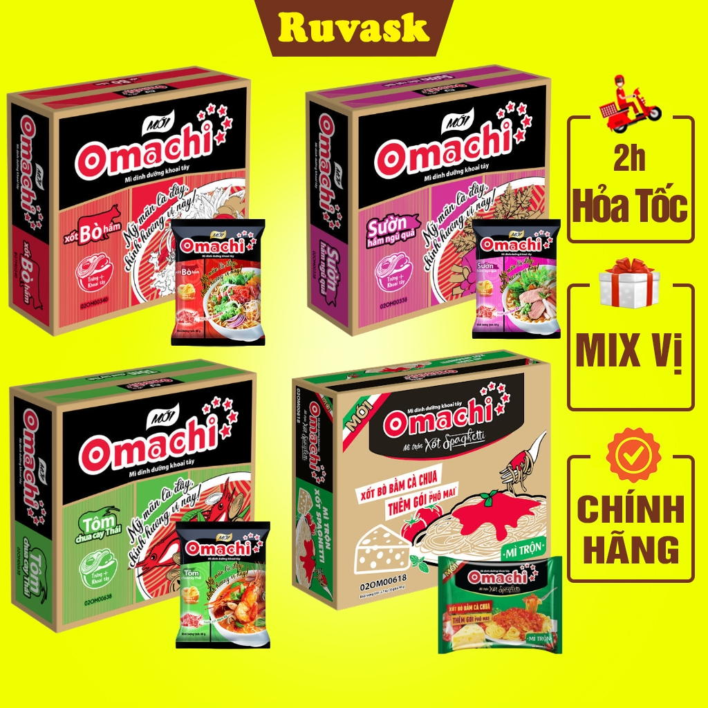 Mì OMACHI Thùng 30 Gói ĐỦ VỊ - Mì Tôm Sườn Hầm Bò Hầm Tôm Chua Cay - Mì Ăn Liền Ruvask | Shopee ...