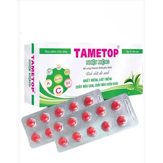 Nhiệt miệng Tametop dạng viên thảo dược - hộp 30 viên, ngăn ngừa và cải ...