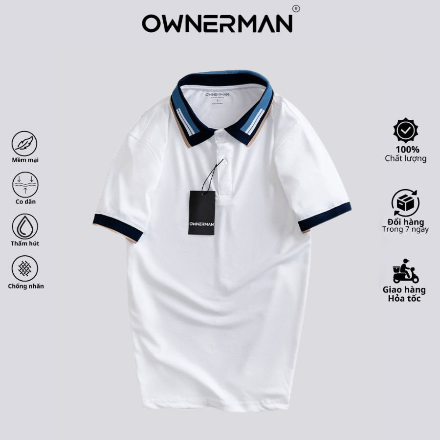 Áo polo nam OWNERMAN M3 áo thun polo phối cổ vải cotton CVC cao cấp ...