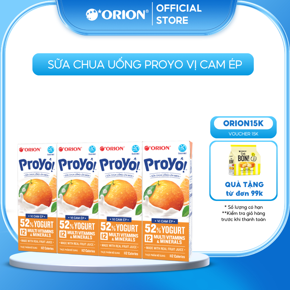Lốc 4 hộp Sữa Chua Uống ORION ProYo vị Cam Ép 180ML | Shopee Việt Nam