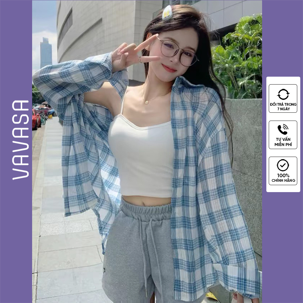 Áo sơ mi nữ freesize form rộng VAVASA SM181 | Shopee Việt Nam