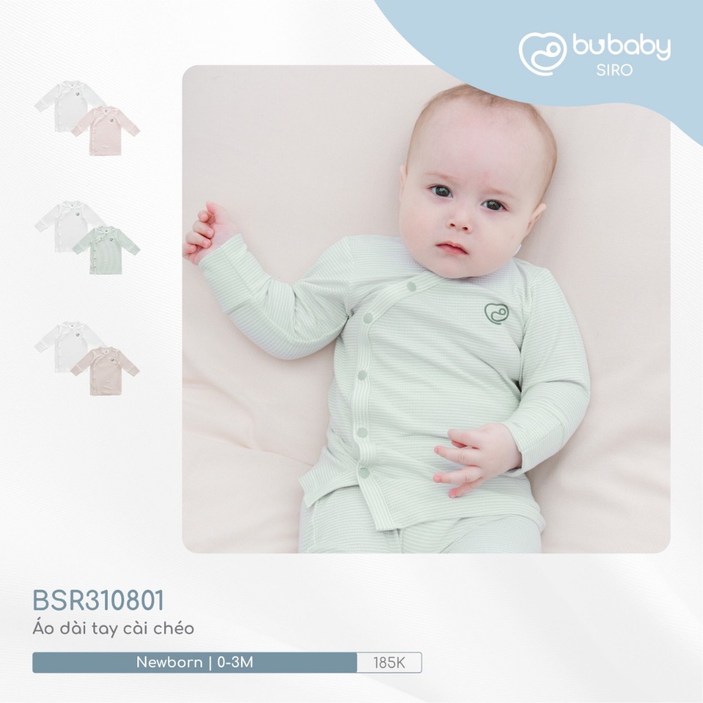 Bubaby BSR310801 Set 2 áo dài tay cài chéo cho bé sơ sinh từ NB đến 3 ...