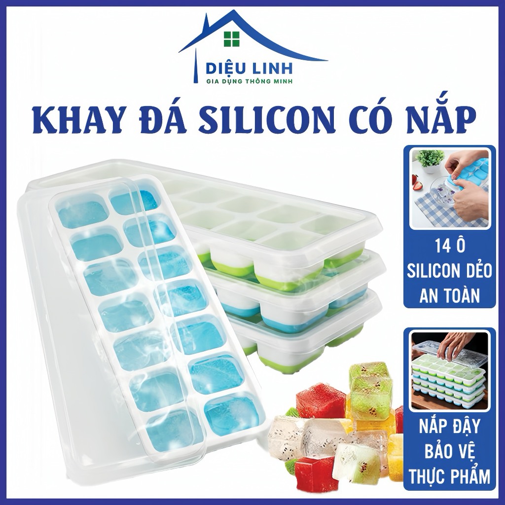 Khay Làm Đá Silicon Có Nắp Đậy 14 Viên Bảo Quản Chống Mùi Dieulinhshop ...
