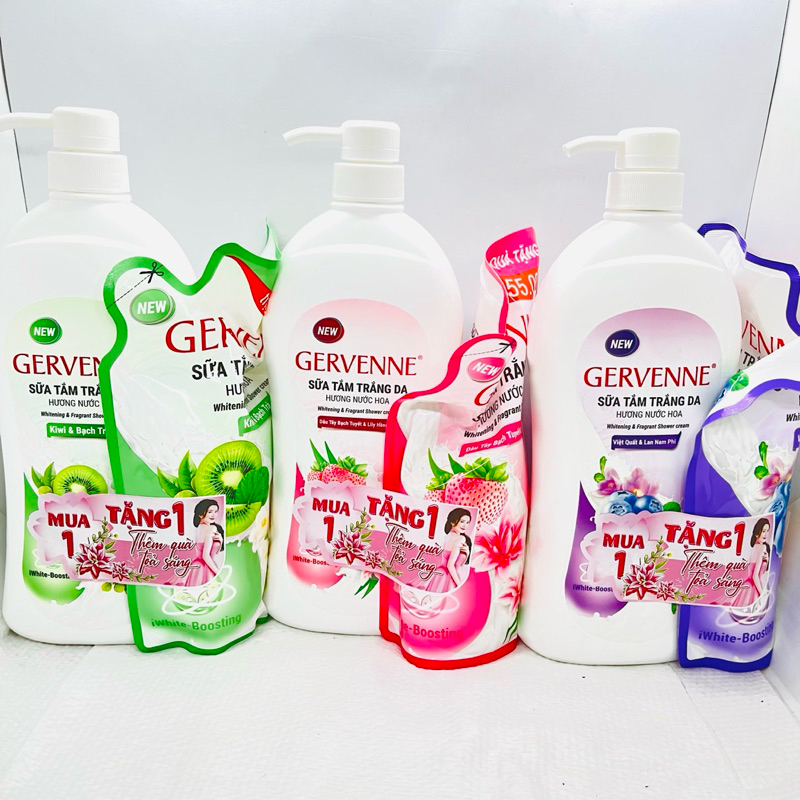 Sữa tắm Gervenne 900g Tặng Túi 450g - Cho Làn Da Sáng Mịn | Shopee Việt Nam