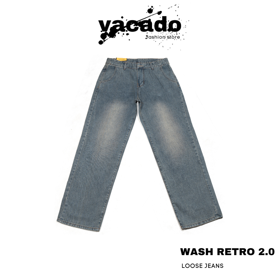 Quần Jean Nam Ống Rộng Wash Retro Dáng Suông VACADO Store | Shopee Việt Nam