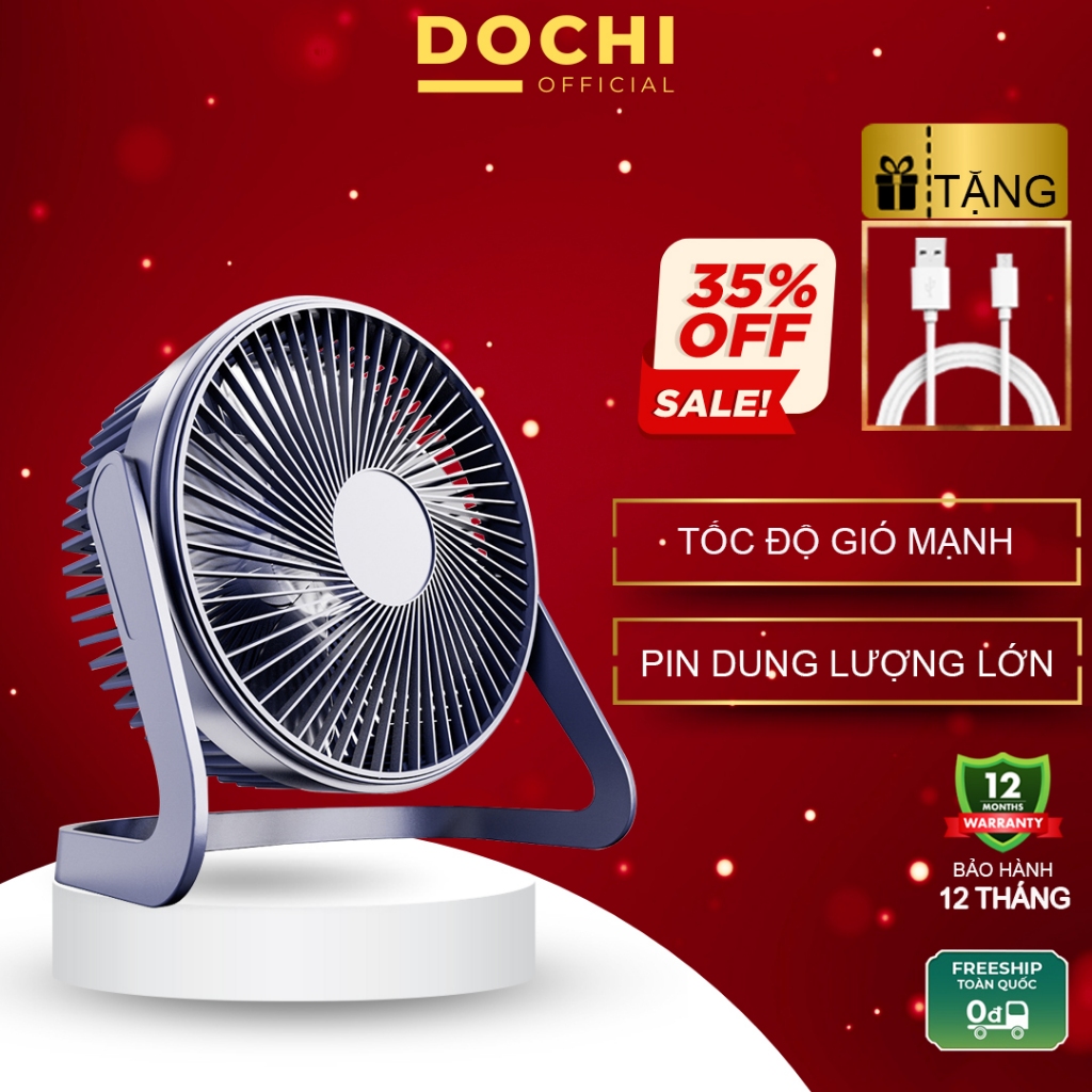 Quạt để bàn tích điện mini Dochi icaros SH15 máy quạt sạc pin dung ...