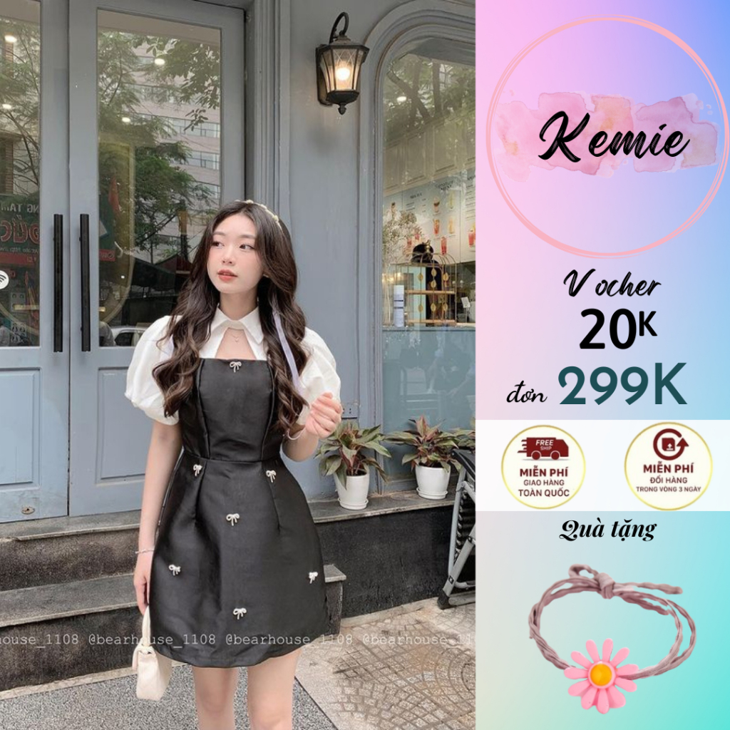 Váy dự tiệc tay bồng đính cườm siêu xinh sang chảnh dành cho các nàng đi chơi, dự tiệc KEMIE ...