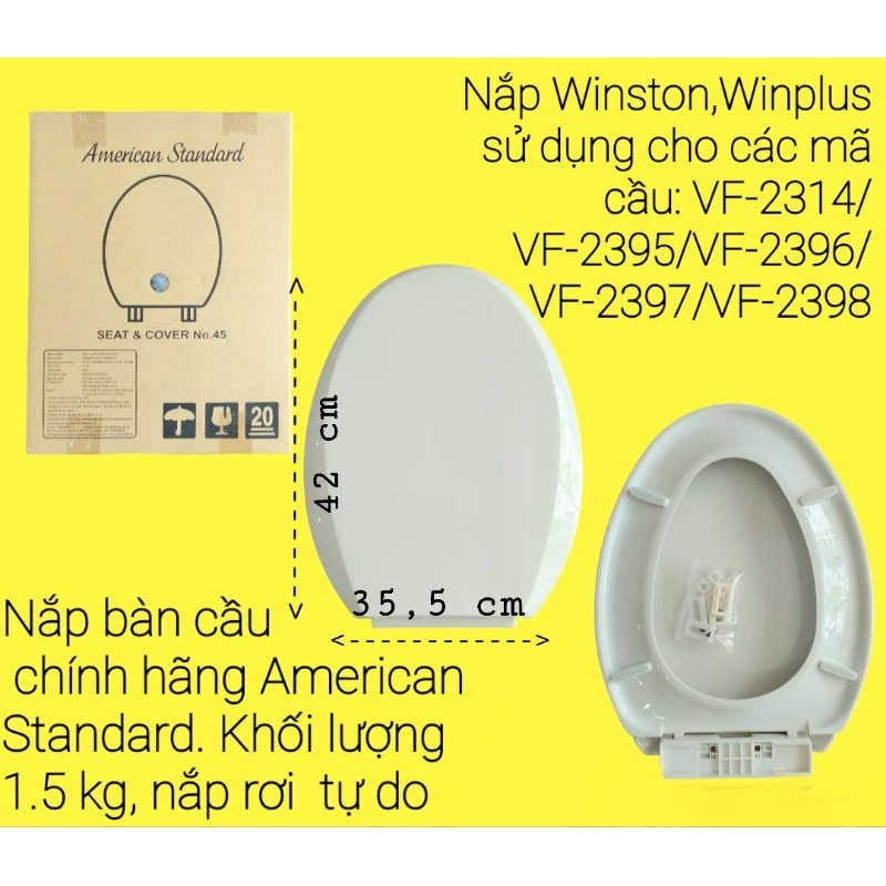 Nắp nhựa bàn cầu chính hãng American Standard: Caravelle No.39, Winston ...