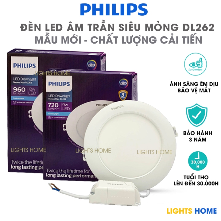 Đèn LED âm trần Siêu Mỏng PHILIPS DL262 phù hợp trần thạch cao thấp ...