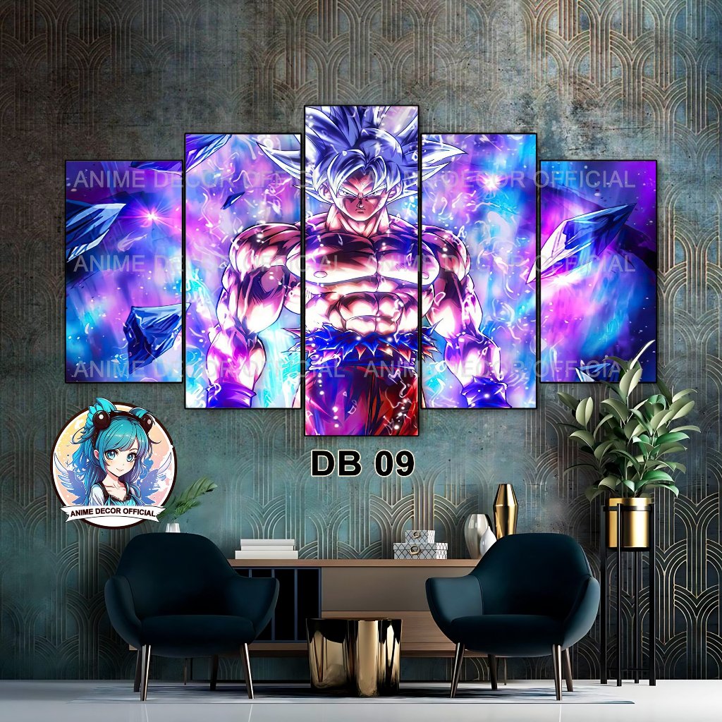 Bộ Tranh 5 Tấm Ghép Dragon Ball Trạng Thái Bản Năng Vô Cực Dán Tường ...