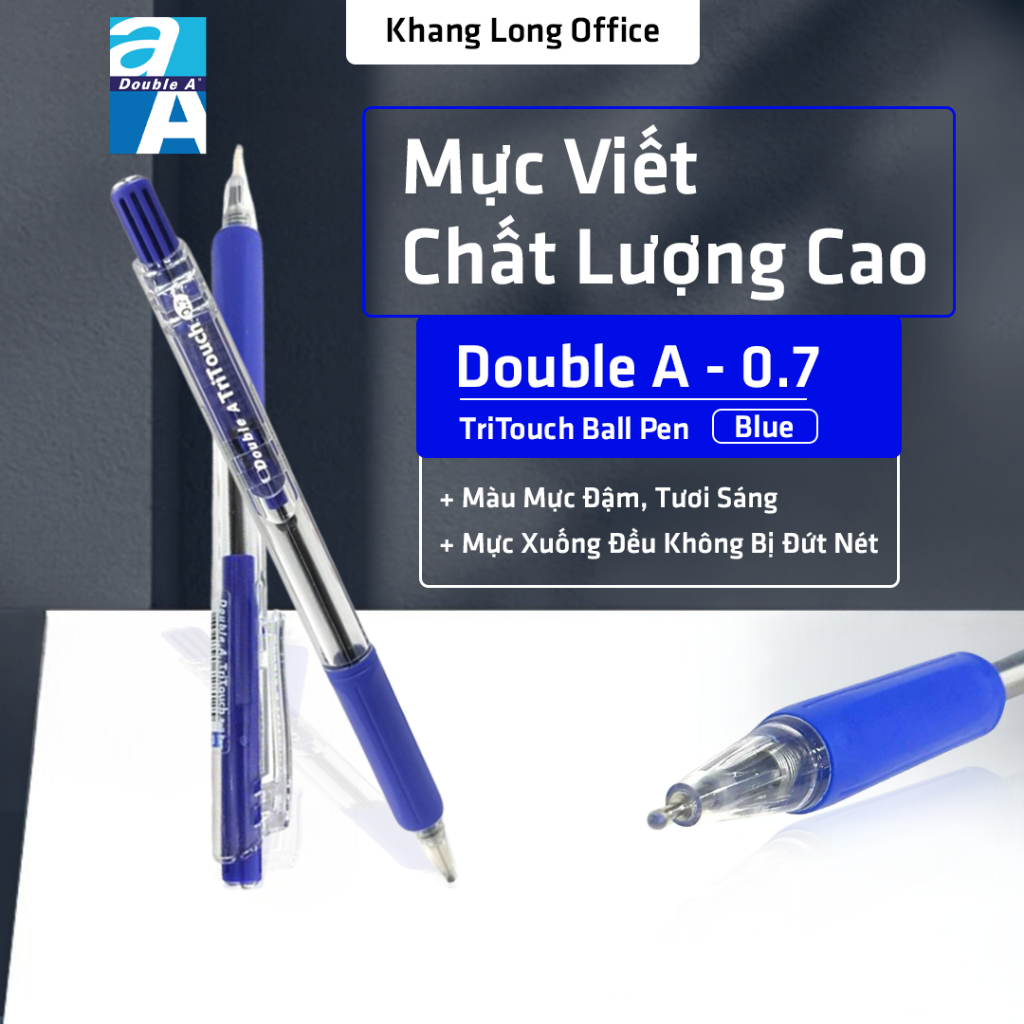 Bút Bi Mực Xanh Double TriTouch Ball Pen 0.7 Chính Hãng, Bút Bi Bấm Nét ...