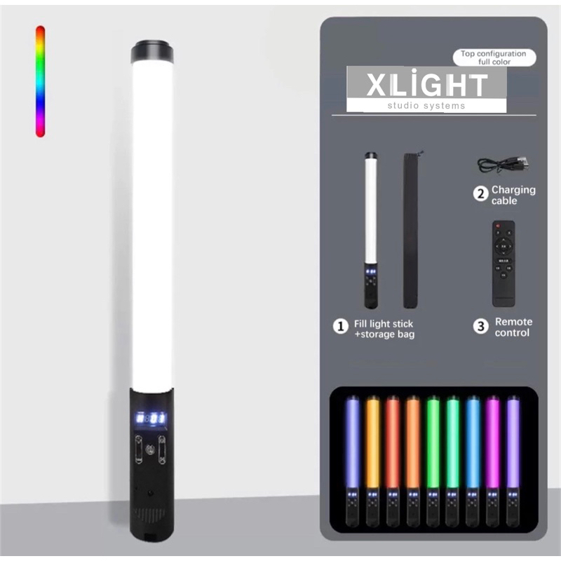 Thanh đèn led hiệu Xlight RGB cầm tay 3200k-5500k với 9 màu sắc hài hòa ...