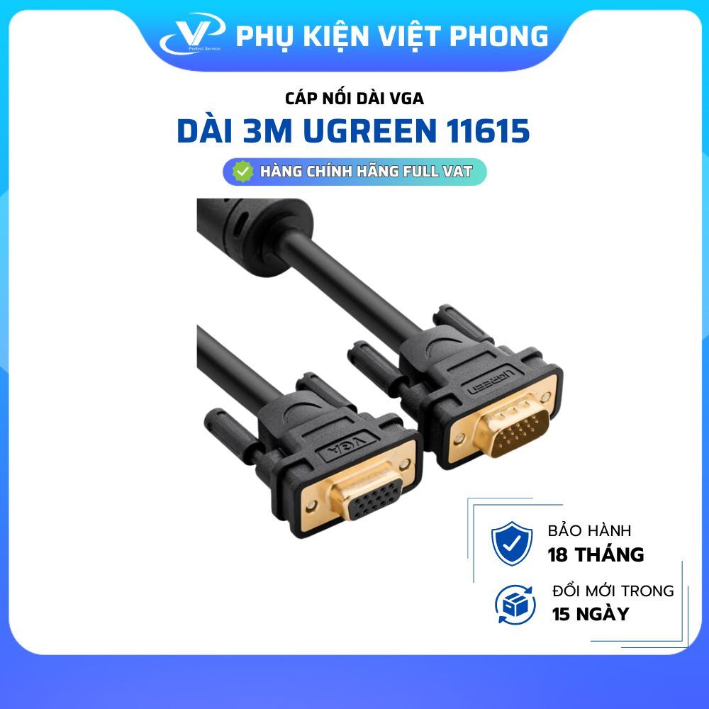CÁP NỐI DÀI VGA 3M - 1,5M UGREEN CHÍNH HÃNG 11615 11630 [HÀNG FULL VAT ...