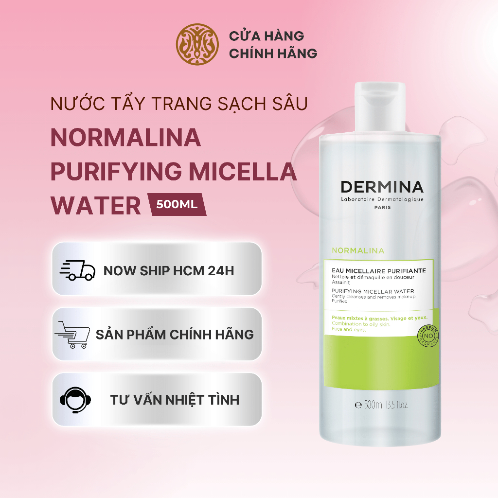 Nước tẩy trang và làm sạch sâu dịu nhẹ Dermina da dầu mụn nhạy cảm giúp ...