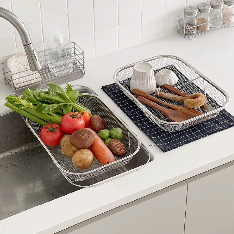 RỔ LƯỚI INOX RỬA RAU ĐA NĂNG CÓ THỂ THAY ĐỔI CHIỀU DÀI GÁC BỒN RỬA CHÉN ...