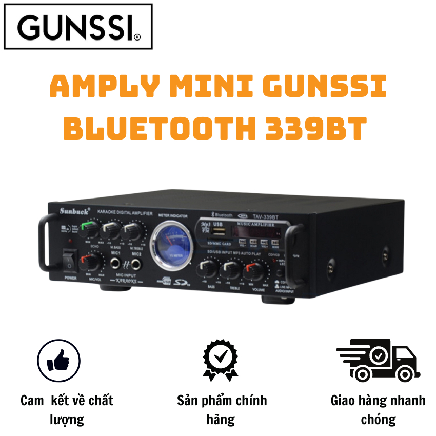 Amply mini Gunssi bluetooth 339BT/12V âm thanh sắc nét-khuyếch đại chất ...