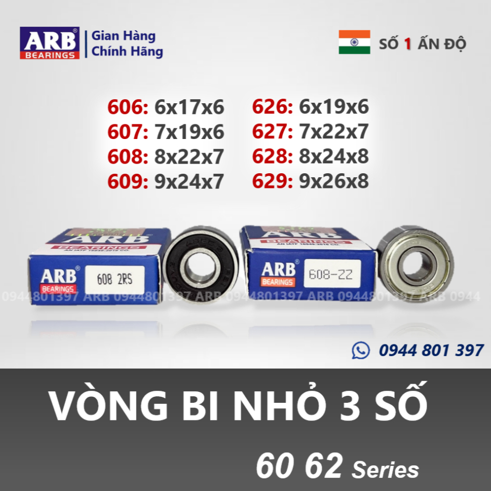 [Cao cấp] Vòng bi bạc đạn ARB 606 607 608 609 626 627 628 629 chính hãng Ấn Độ chất lượng cao ...