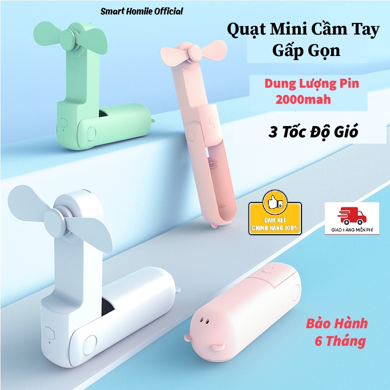Quạt mini cầm tay gấp gọn kiêm sạc dự phòng,quạt mini tích điện,có 3 ...