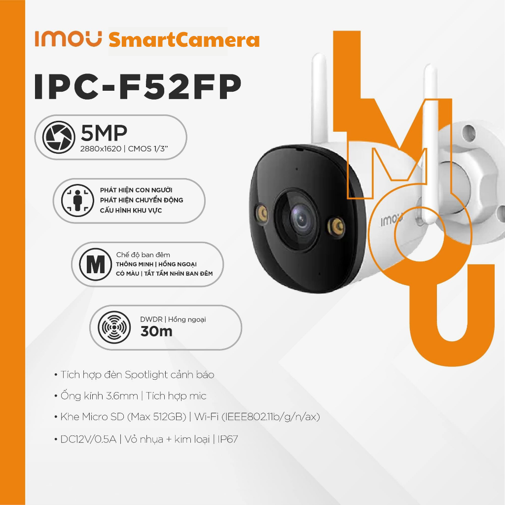 Camera IMOU Wifi ngoài trời F32FP/F52FP - 2MP/3MP/5MP Chính Hãng, Có ...