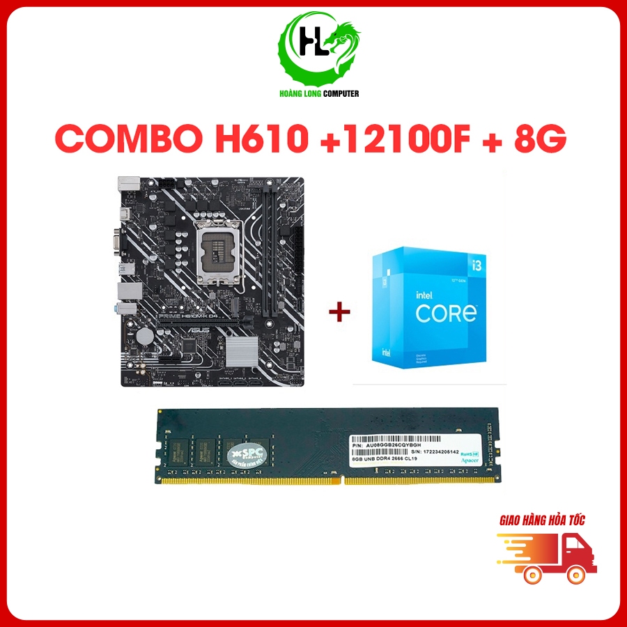 Combo Asus H610M, CPU i3 12100f , Ram 8G 3200Mhz Ram combo main chip ...