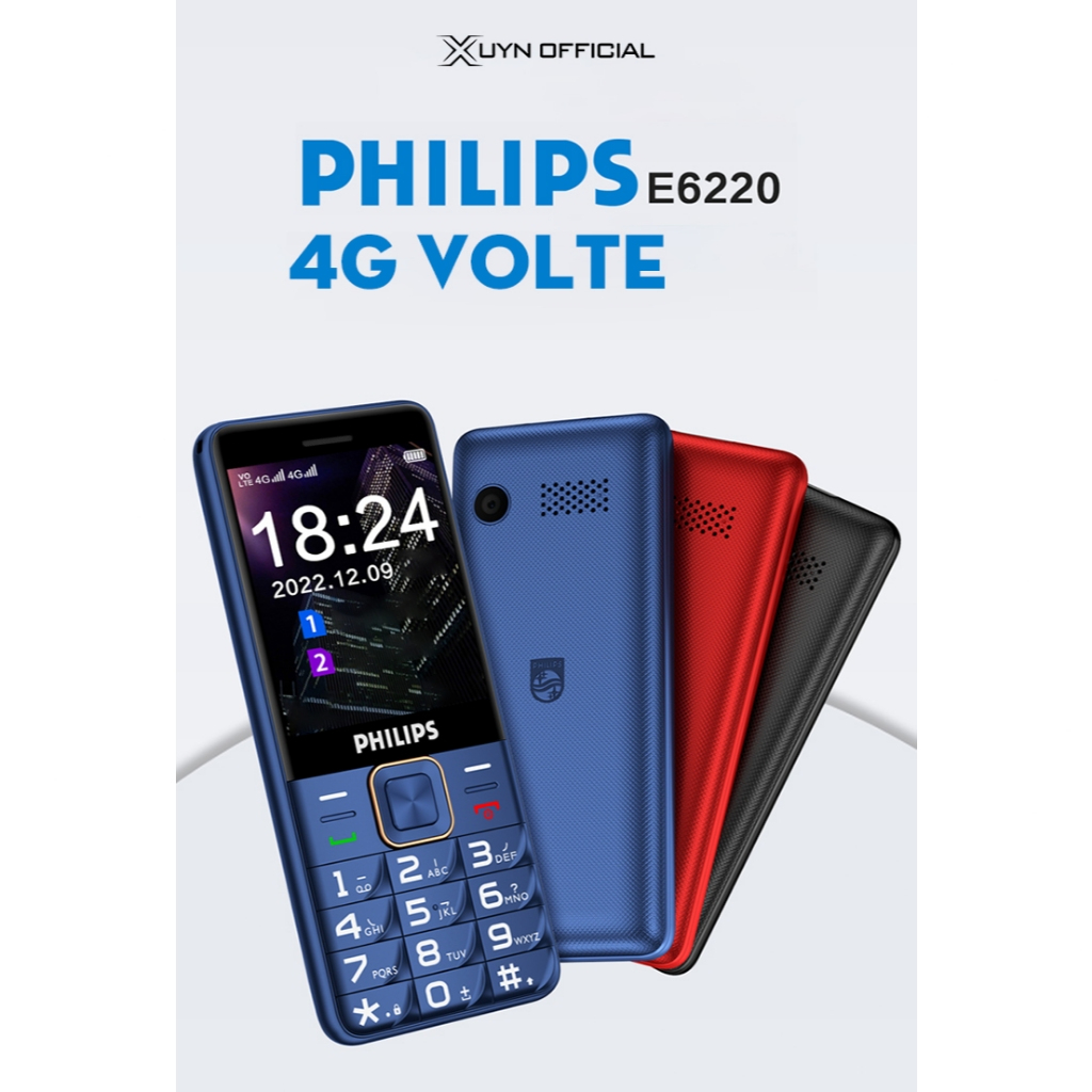 Điện thoại PHILIPS E6220, Dành cho người già, phiên bản 4G VoLTE, 2sim pin khủng | Shopee Việt Nam
