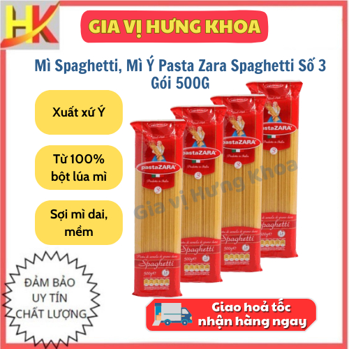 Mì Spaghetti, Mì Ý Pasta Zara Spaghetti Số 3 Gói 500G, Dùng Chế Biến Mì ...