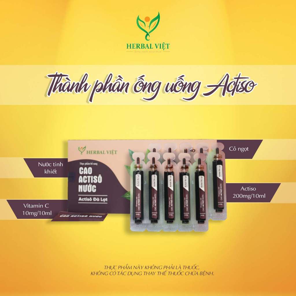 [200mg Actiso] Ống Uống Actiso HERBAL VIỆT Hàm Lượng Actiso 200mg Hỗ ...