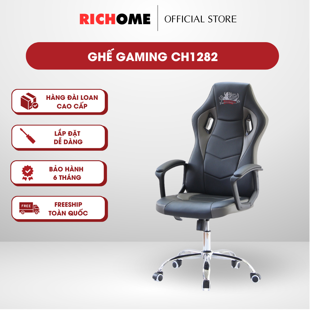 Ghế gaming bọc da RICHOME CH1282, nệm mềm thích hợp chơi game, làm việc thời gian dài không mệt ...