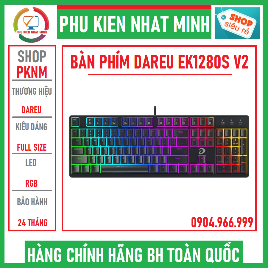Bàn phím cơ Dareu EK1280s black full size (MULTI LED) (Blue/ Brown/ Red ...