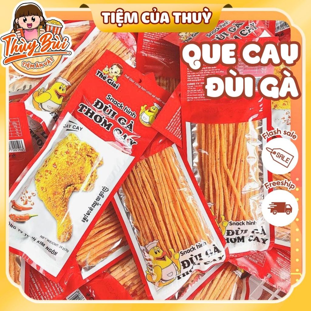 5 Gói Snack Hình Đùi Gà Thơm Cay THẾ GIAI, Tăm Cay, Que Cay, đồ ăn vặt ...