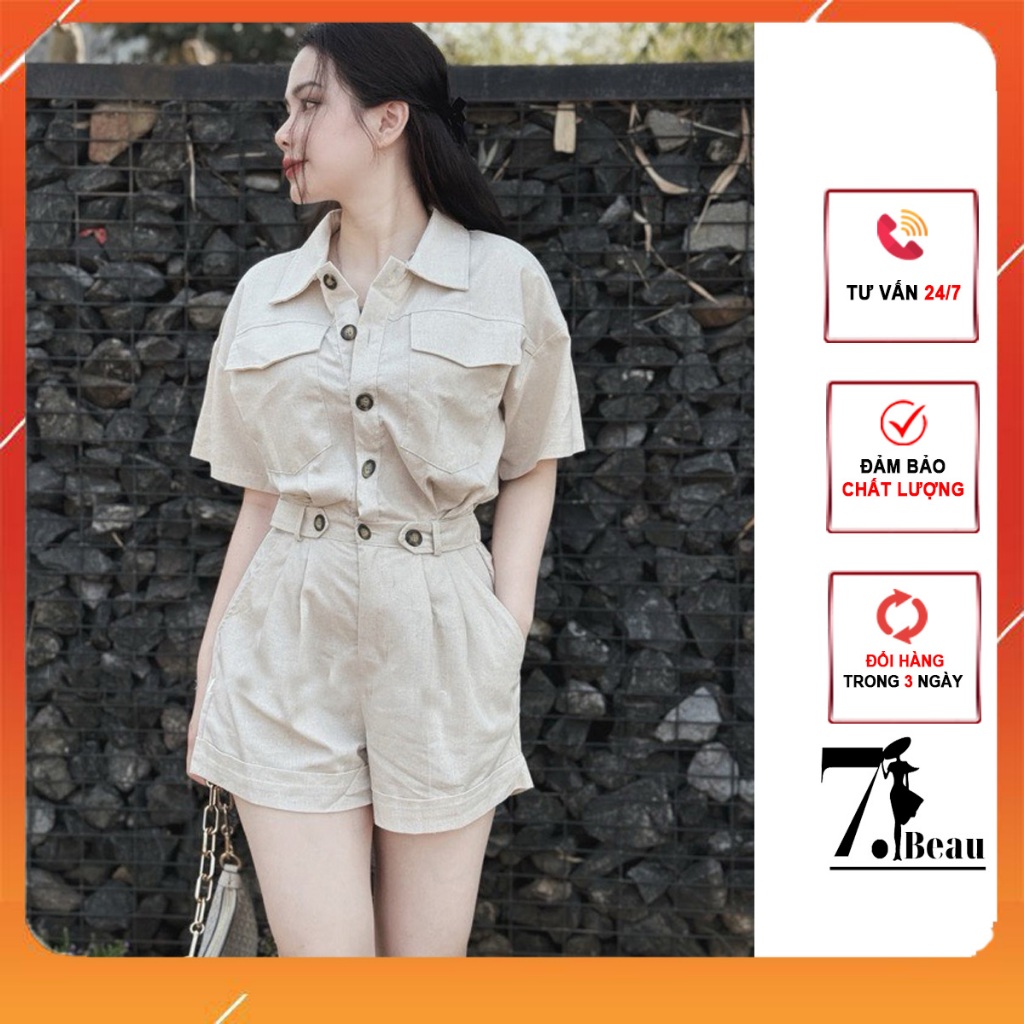 Bộ jump nữ tay ngắn, bộ kaki nữ, thiết kế quần liền, phong cách trẻ trung nữ tính vải mềm mát 7 ...