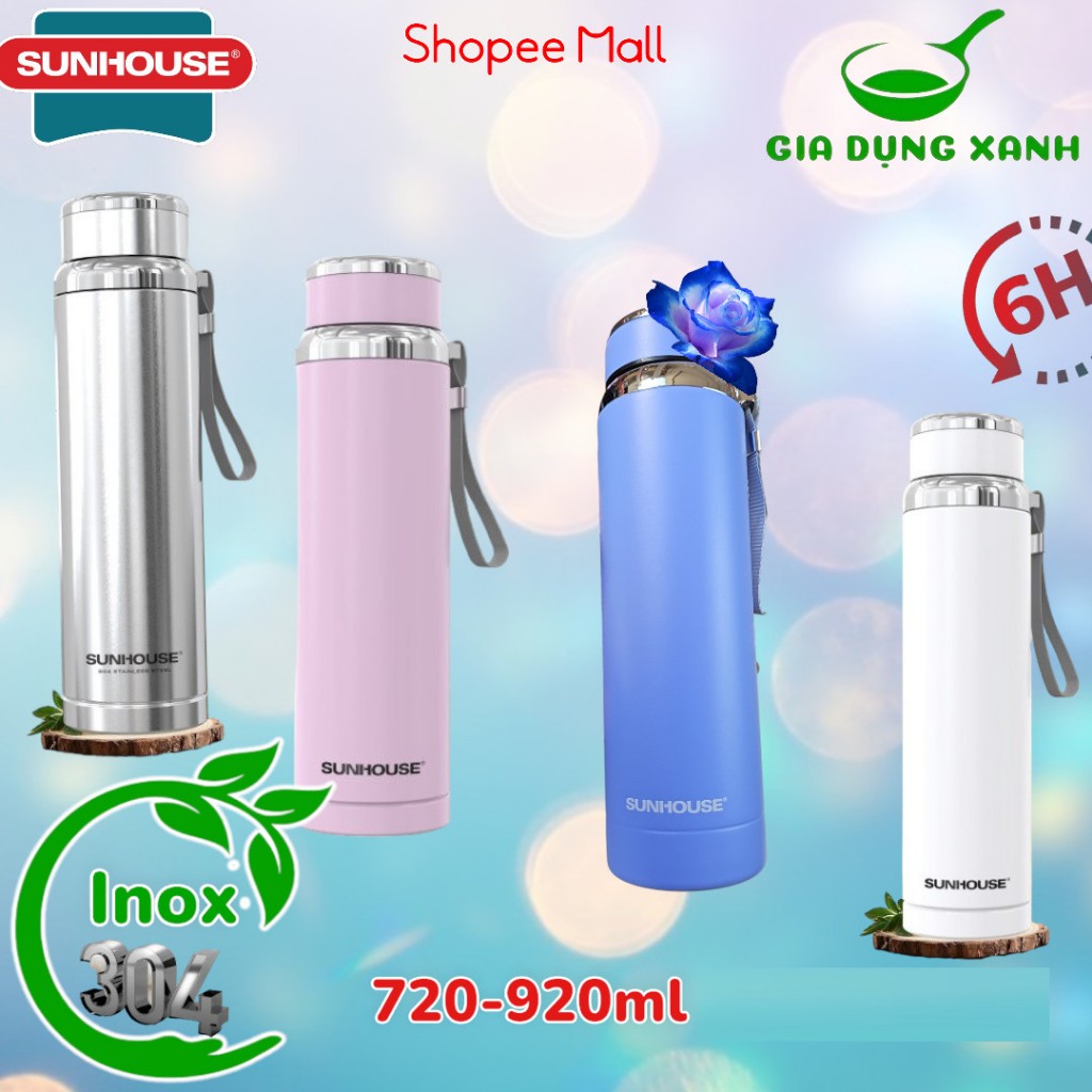 Bình giữ nhiệt 2 lớp, inox 304 Sunhouse 720-920ml GIỮ NHIỆT 6H | Shopee Việt Nam