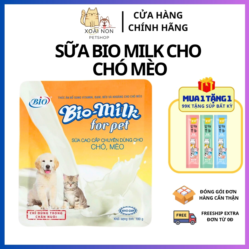 Sữa bột cho chó mèo con BIO MILK 100G chuyên dụng cung cấp đầy đủ dưỡng ...