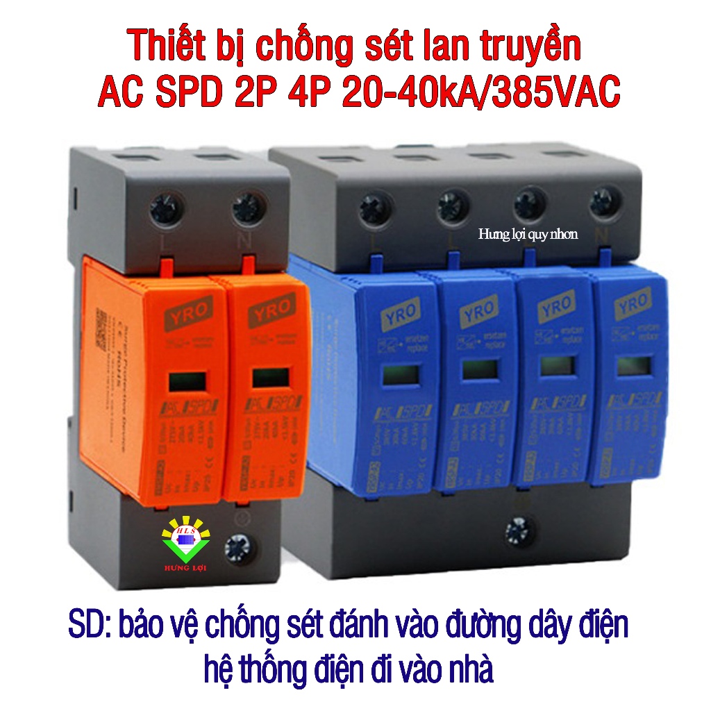 Thiết bị chống sét lan truyền AC SPD 2P 4P 20-40kA/385VAC chính hãng ...