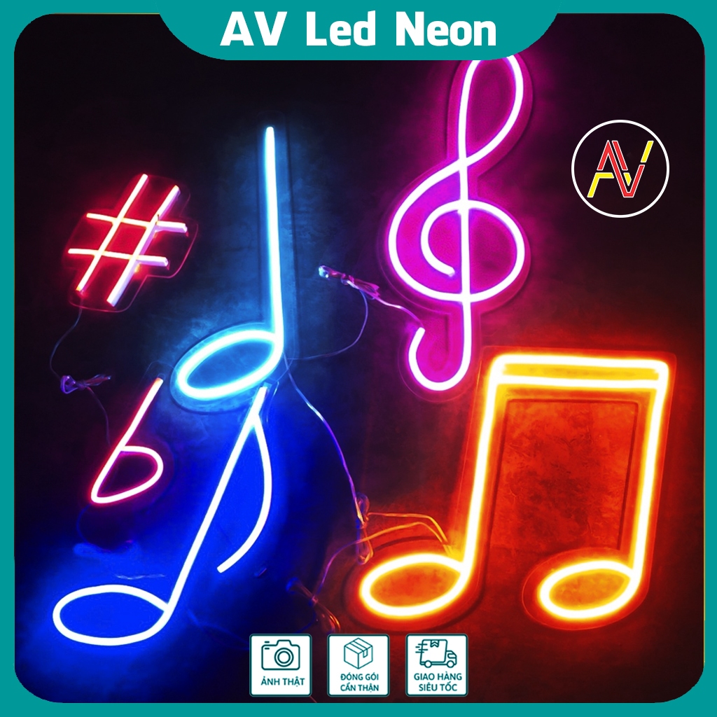 Đèn led Neon trang trí, Hình Nốt Nhạc, dùng decor phòng ngủ. Đèn ngủ ...