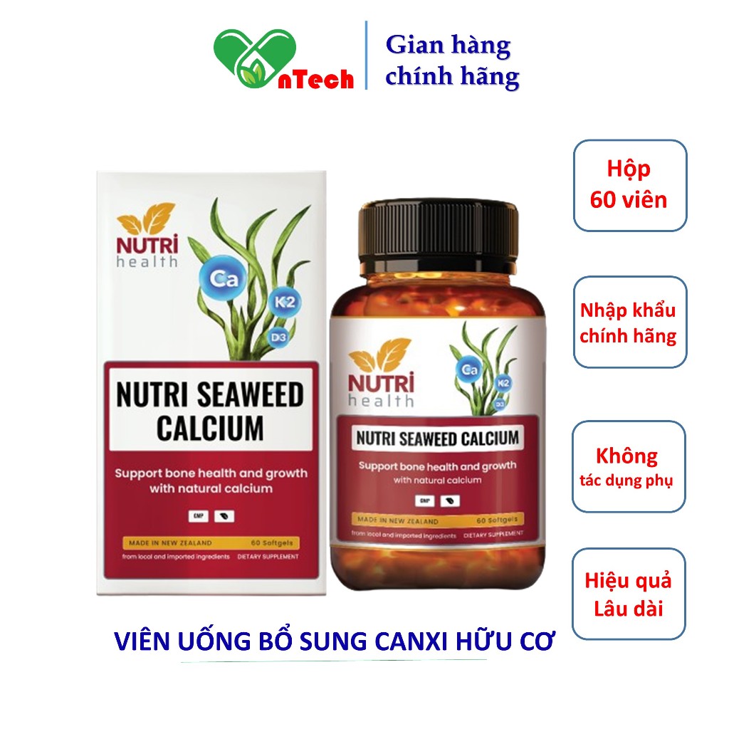Viên uống NUTRI SEAWEED CALCIUM bổ sung Canxi hữu cơ từ Tảo biển giúp xương chắc khoẻ hộp 30 ...
