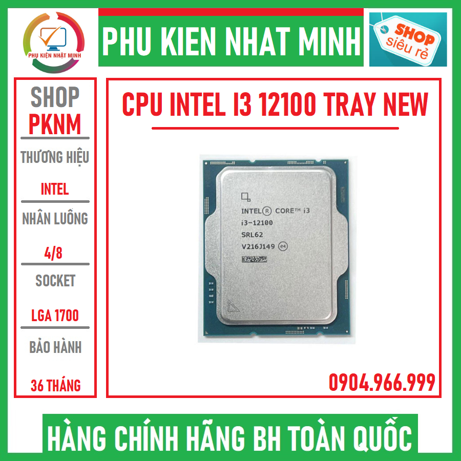 CPU INTEL CORE I3-12100F (3.3GHZ TURBO UP TO 4.3GHZ, 4 NHÂN 8 LUỒNG, 12MB CACHE, 58W)- SOCKET ...