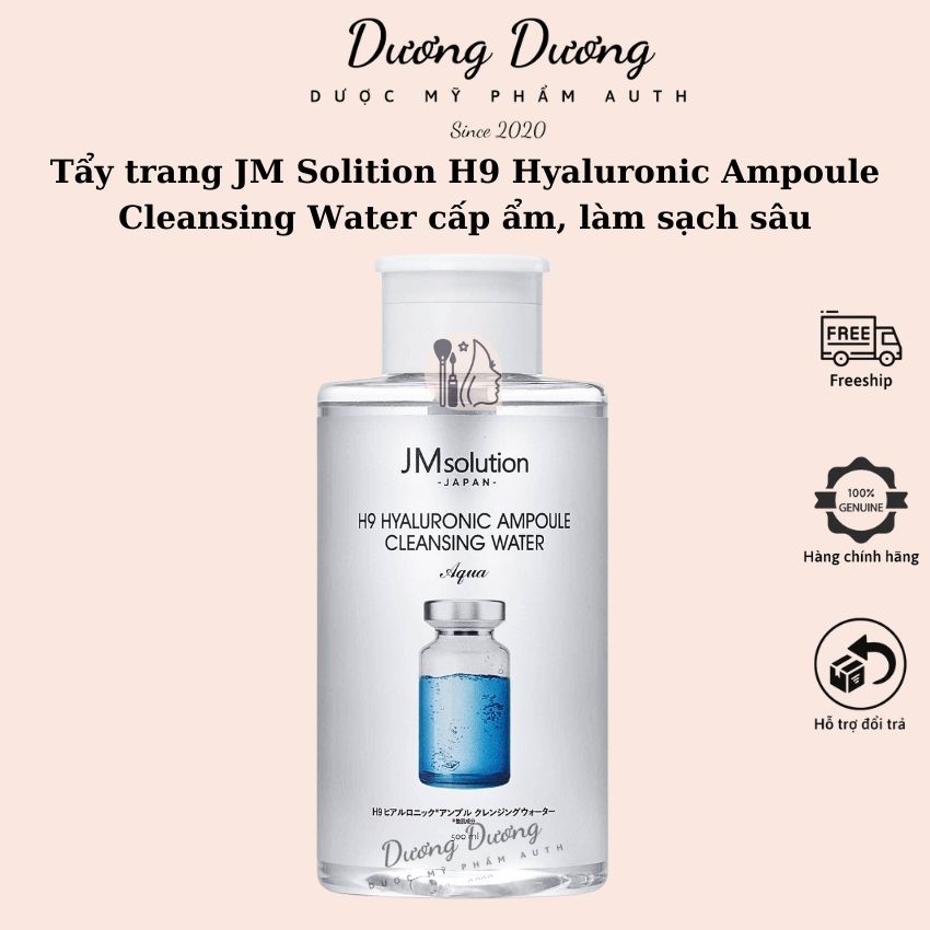 Nước tẩy trang JMsolution H9 Hyaluronic Ampoule Cleansing Water cấp ẩm, làm sạch sâu 500ml ...