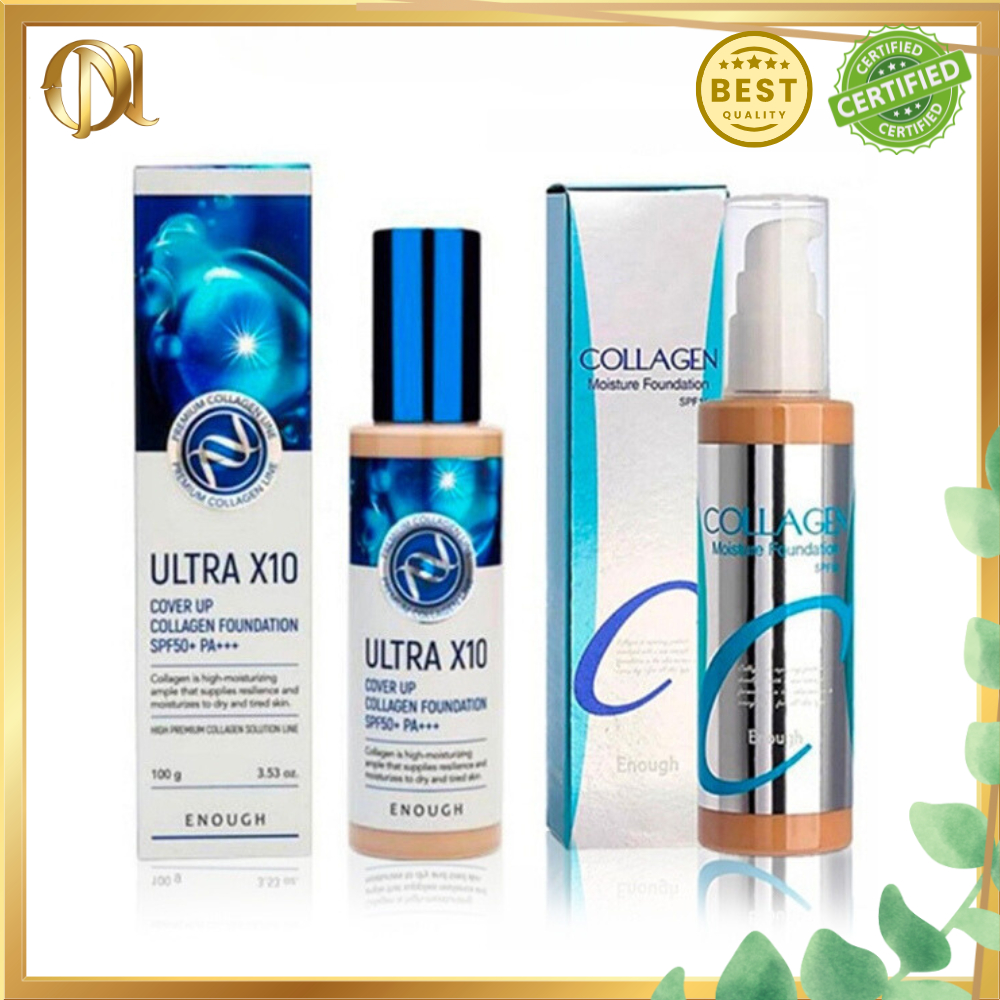 Kem nền Collagen Ultra X10 Cover Up Enough 100ml Hàn Quốc tạo lớp nền bóng hợp các loại da, Kem ...