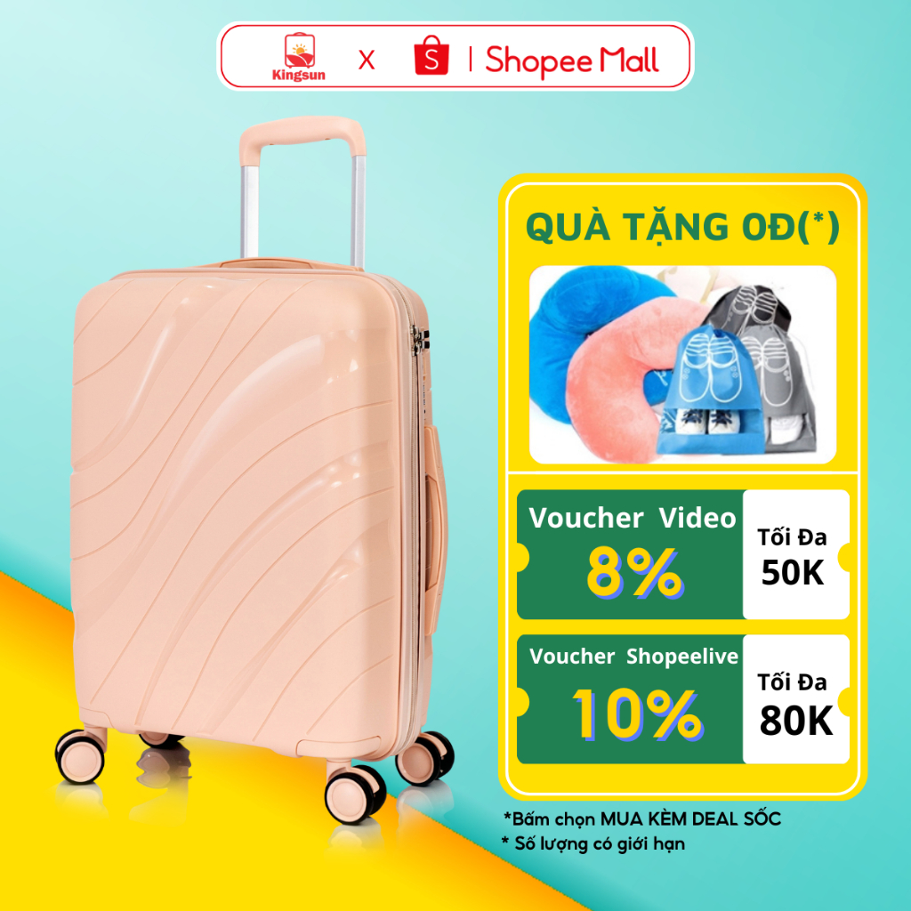 Vali Du Lịch Nhựa PP02 Cao Cấp Kingsun vali Kéo Chống Va Đập Size 20/24 ...