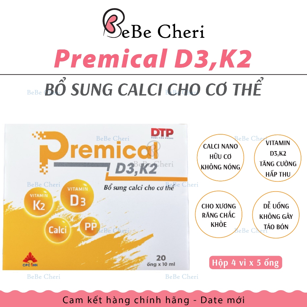 Calci Premical D3,K2 - Siro Bổ sung canxi Nano sinh học - Giúp xương chắc khỏe hơn - Hộp 20 ống ...
