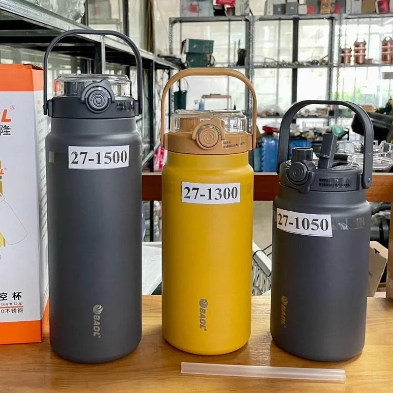 8787 Bình giữ nhiệt 1500ml 1300ml 1000ml có ống hút inox 304 sơn nhám ...