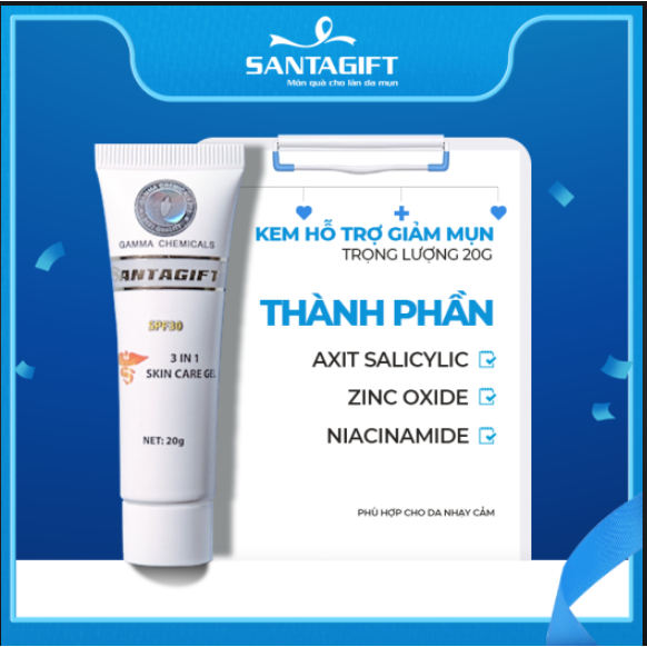 Gel giảm mụn và giảm thâm Gamma SANTAGIFT thông thoáng lỗ chân lông 20g ...