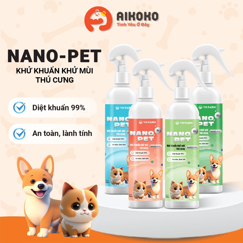 Xịt Khử Mùi Chó Mèo Nano Bạc NANO-PET-Diệt Khuẩn, Khử mùi, Không màu ...