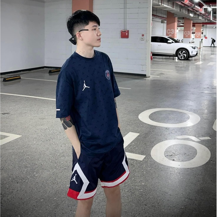 Bộ đồ nam mùa hè Jordan PARIS màu xanh họa tiết, đồ thể thao nam thoáng khí siêu nhẹ cao cấp hot ...