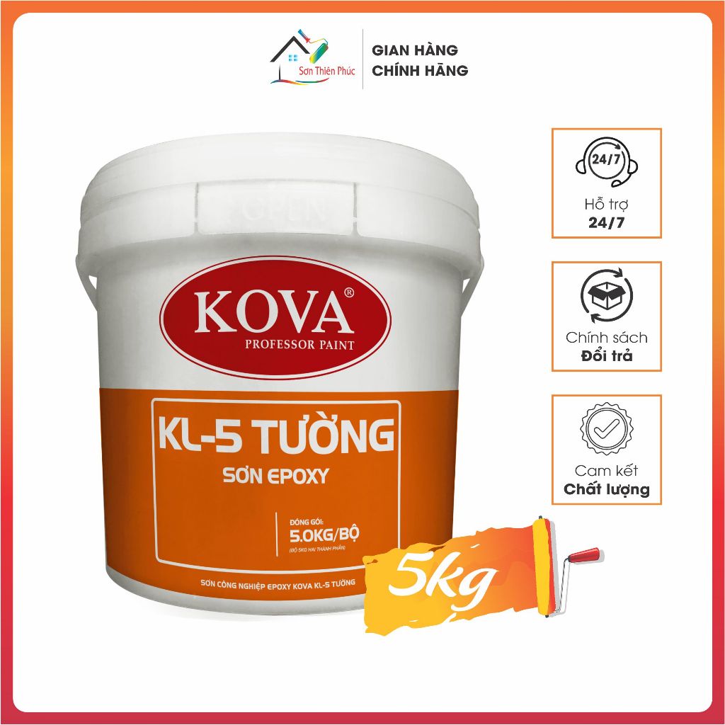 Sơn công nghiệp EPOXY KOVA KL-5 tường bộ 5kg hệ nước Có khả năng kháng khuẩn,nấm mốc vượt trội ...