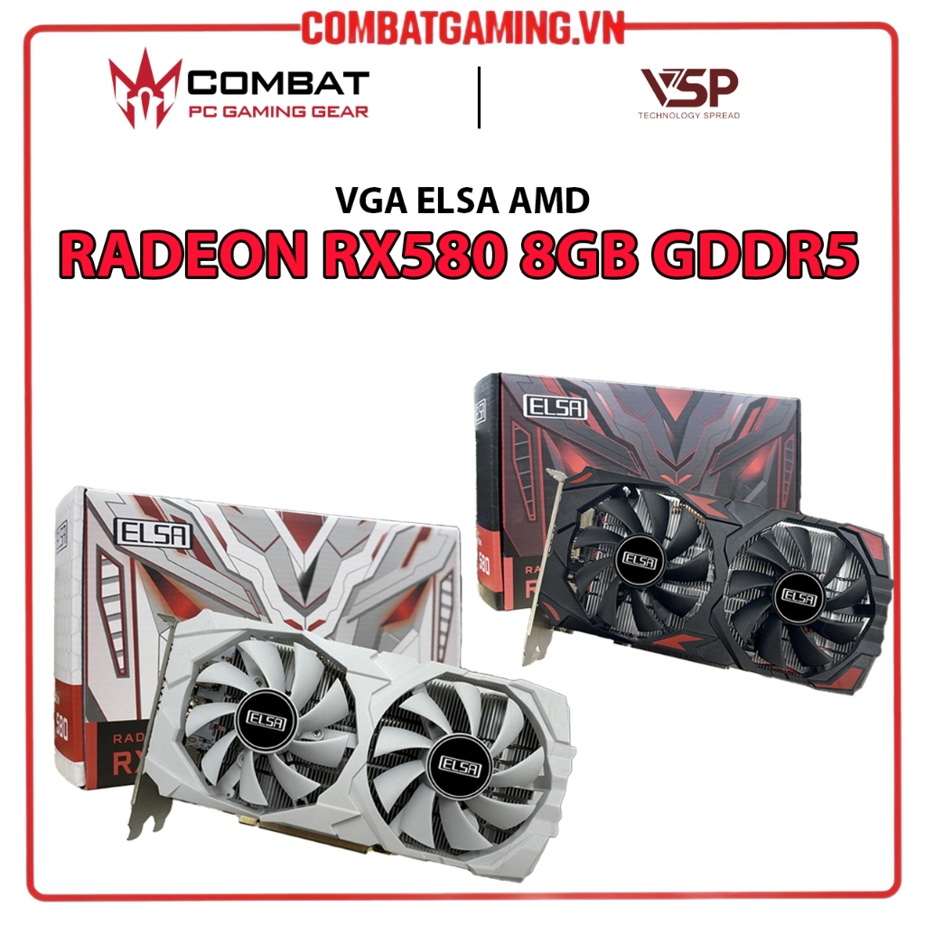 VGA Card Màn Hình ELSA RADEON RX580 8GB DDR5 VGA T-Wolf RX 580 8GB DDR5 ...