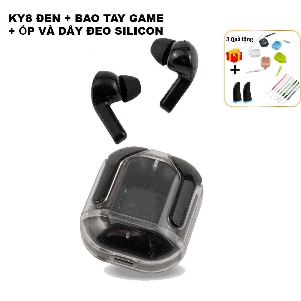 Tai nghe bluetooth KY8 Ultrapods Max cảm ứng, siêu nhỏ gọn, có mic đàm ...