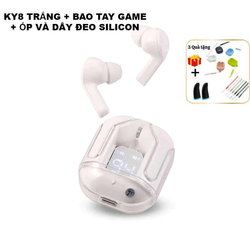 Tai nghe bluetooth KY8 Ultrapods Max cảm ứng, siêu nhỏ gọn, có mic đàm ...